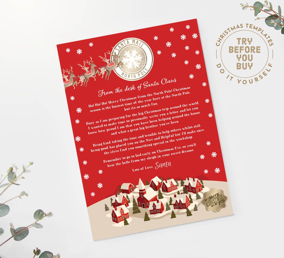 Editable Santa Claus Return Mail | North Pole Mail Santa Claus | Return ...