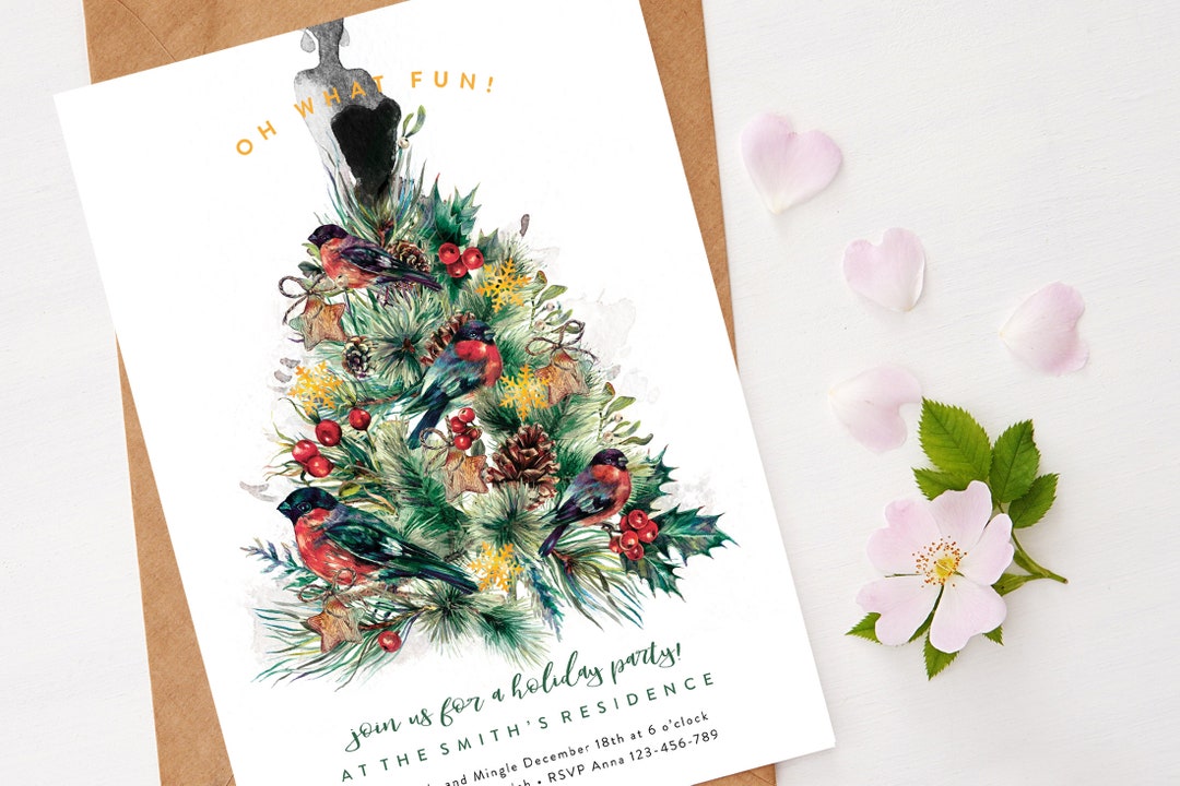 Hoilday Christmas Card Editable Template, Christmas Party Invitation ...