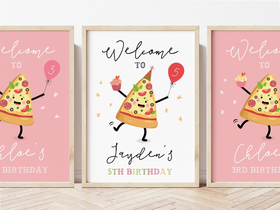 Pizza Birthday Party Welcome Sign Editable Template Pizza - Etsy