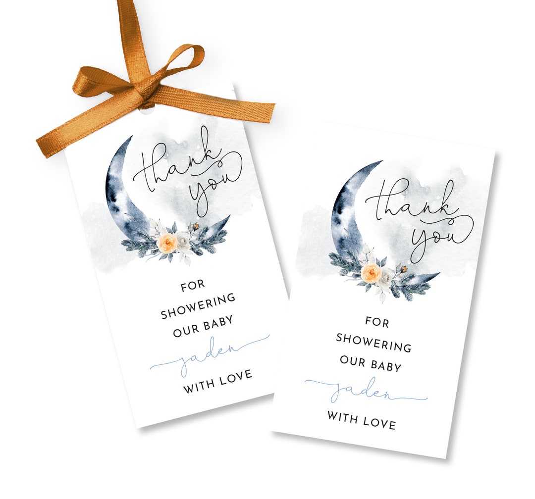Baby Shower Favor Tags, Moon Baby Shower, Moon Favor Tags, Baby Shower ...
