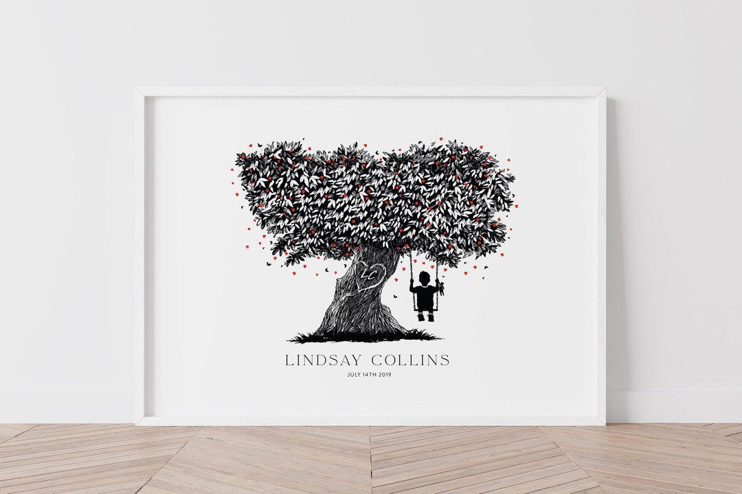 Tree Nursery Wall Art, Boys Initials, Personalised Baby Gift, Initial ...