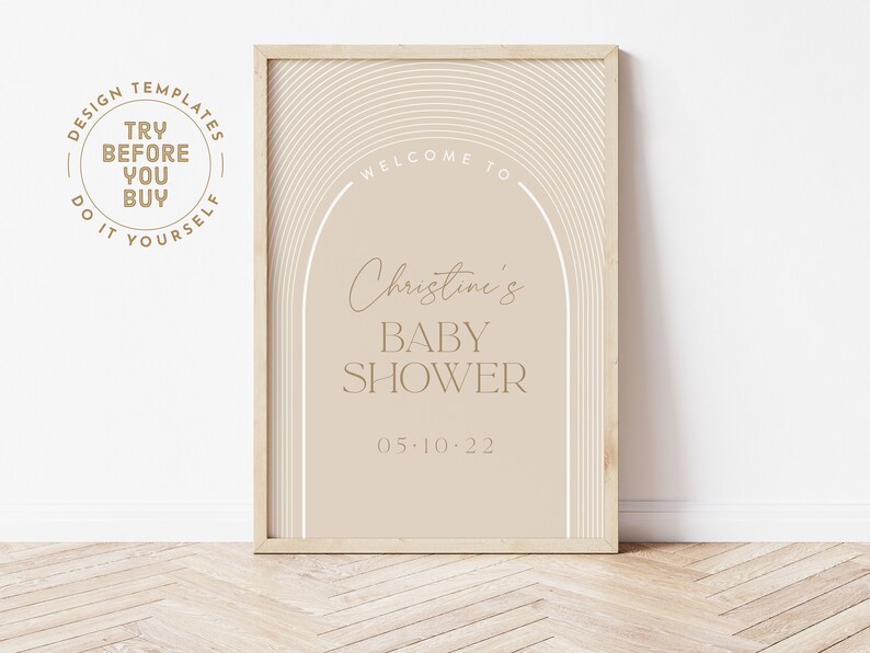 Beige Baby Shower Welcome Sign Minimalistic Baby Shower | Etsy