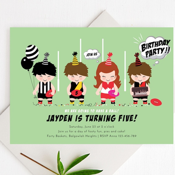 Afl Kids Party Birthday Invitation - Etsy