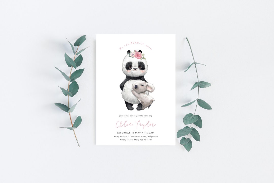 Bear Baby Shower Invitation Cute Cuddly Bears, Koala Bear Panda Bear ...