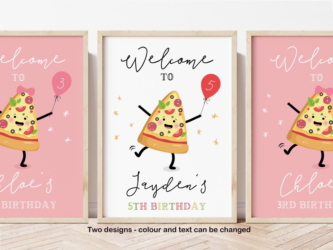 Pizza Birthday Party Welcome Sign Editable Template, Pizza Making Party ...