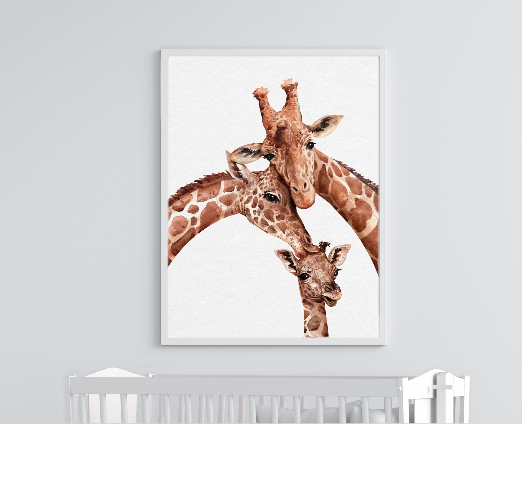 Giraffe Family Nursery Wall Decor, Nursery Portrait, New Born Gift ...