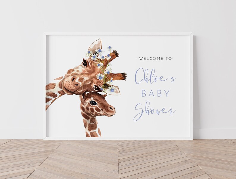 Giraffe Baby Shower Welcome Sign, Party Sign Baby Boy, Giraffe and ...