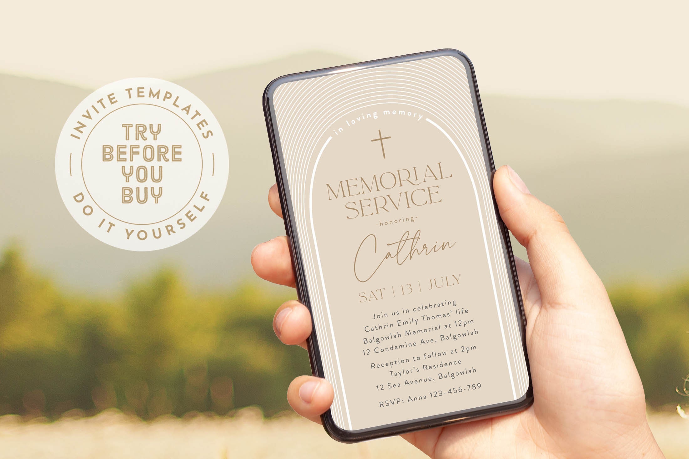 Funeral Announcement, Digital Funeral Invite Phone Memorial ...