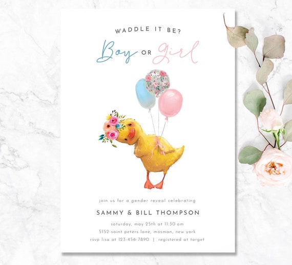Waddle It Be Gender Reveal Baby Shower Gender Reveal Invite | Etsy
