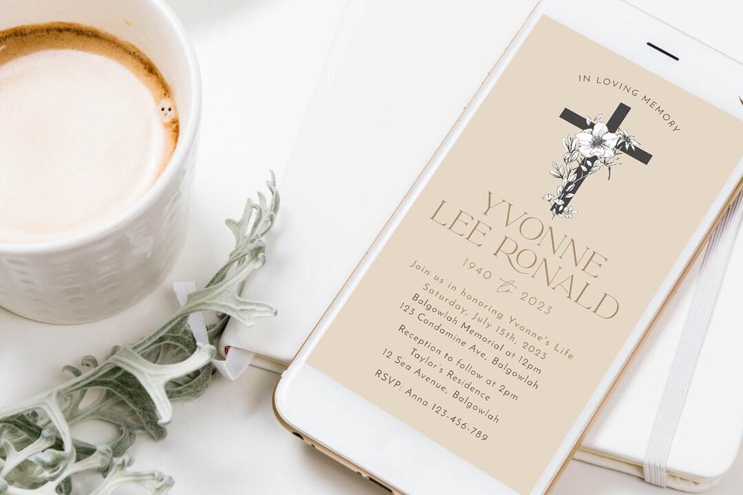 Digital Funeral Invite, Burial Ceremony Template, Memorial Funeral ...