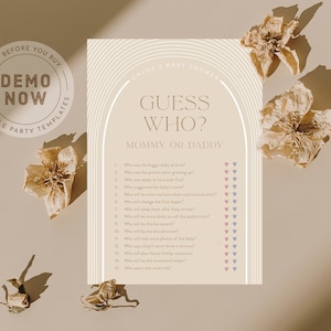 Guess Who Baby Shower Game | Editable Template Guess Who Baby Game | Beige White Arch Modern ...