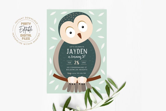 Owl Invitations Editable Storybook Baby Shower Party Invitation