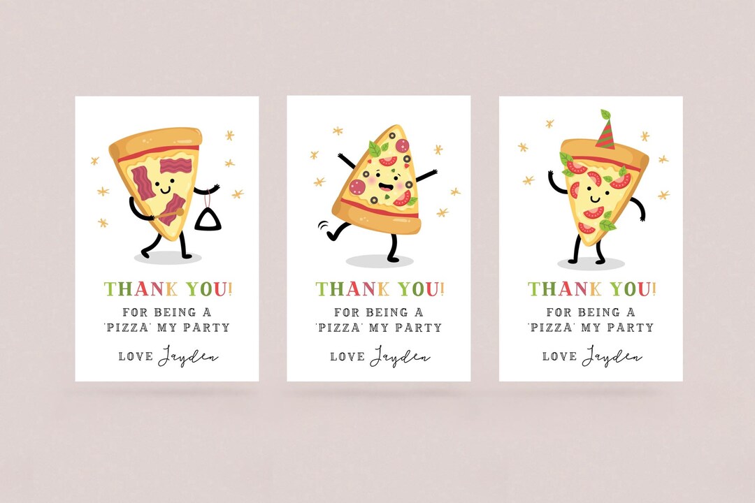 Pizza Birthday Party Gift Tags, Thank You Favor Tag Template, Cute ...