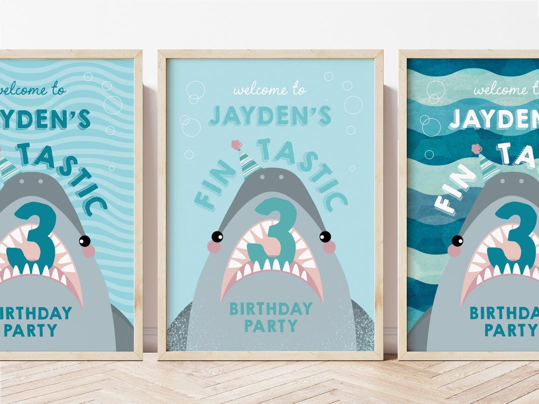 Shark Birthday Welcome Sign, Modern Shark Party Sign, Boys Pool Party ...