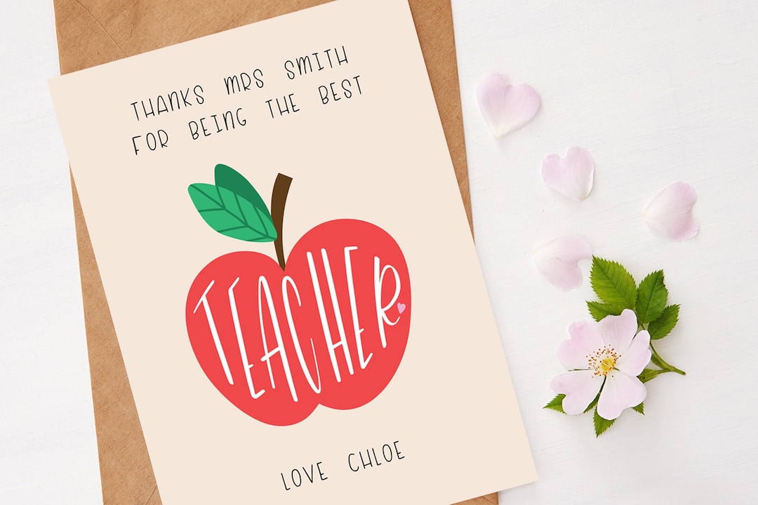 Best Teacher Card, Thank You Card for Teachers, Teacher Appreciation ...