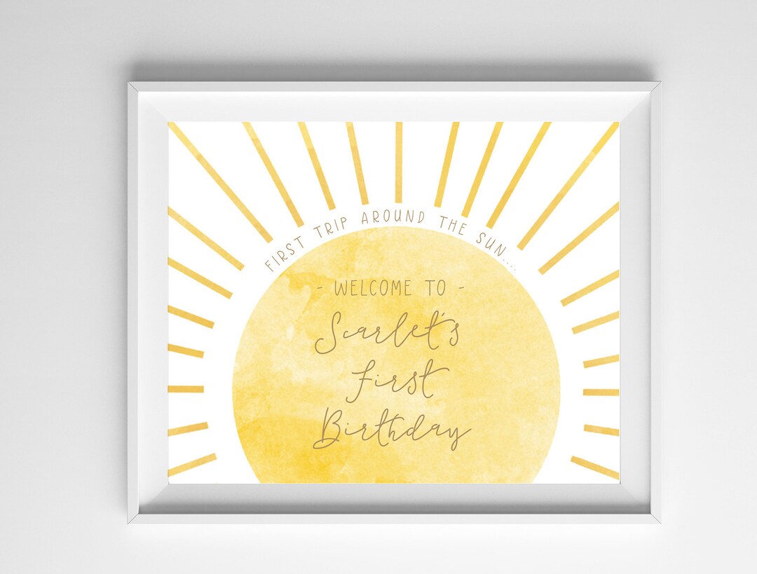First Trip Around the Sun Birthday Sign | Sun Welcome Sign First ...