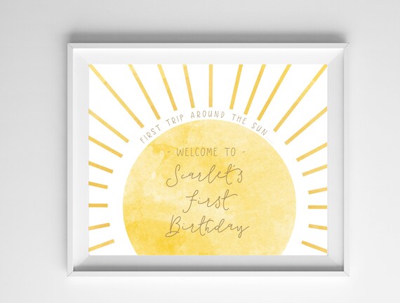 First Trip Around the Sun Birthday Sign Sun Welcome Sign - Etsy
