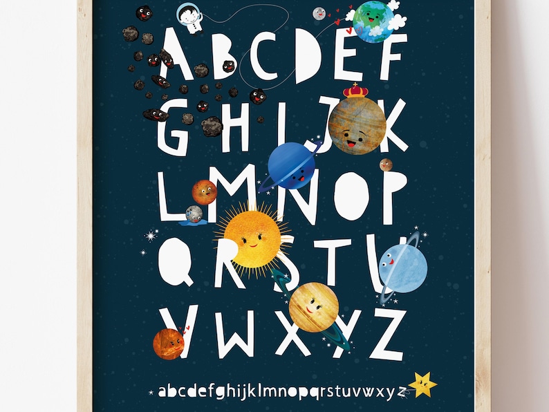 Solar System Printable, A to Z, Numbers Solar System Poster, Kids ...