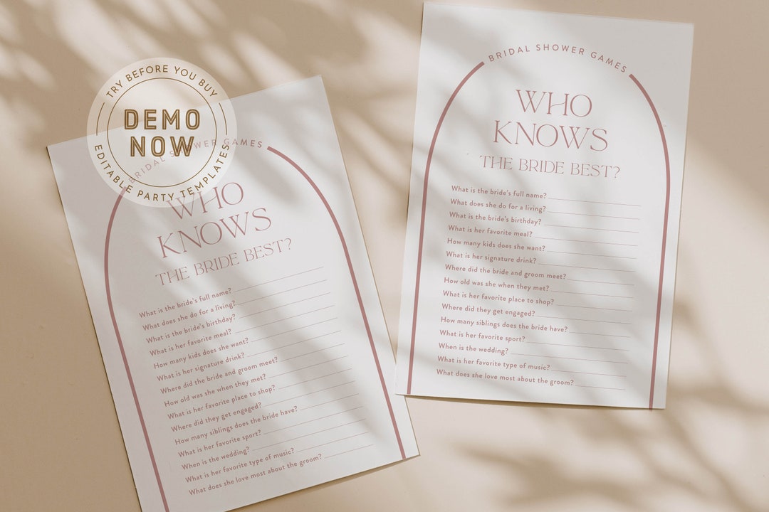 Who Knows the Bride Best | Bridal Shower Who Knows Game | INSTANT ...