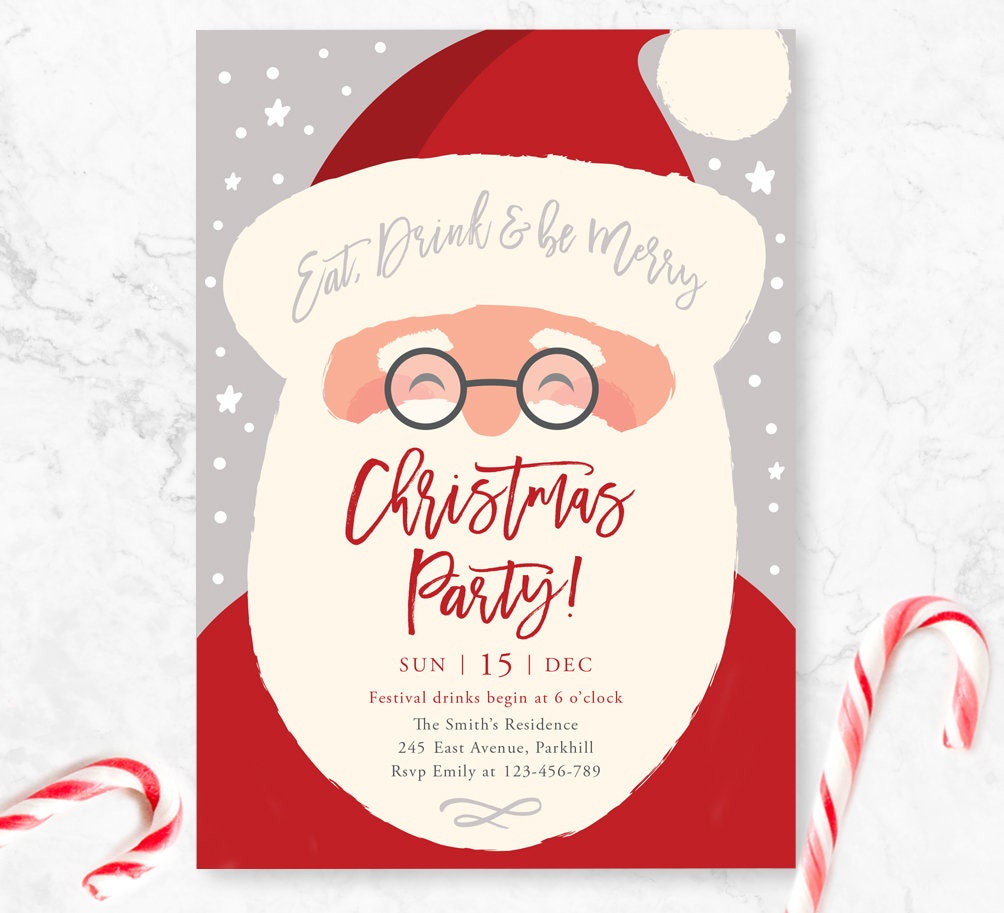 Christmas Party Invitation Santa Claus Invite Santa Holiday - Etsy ...