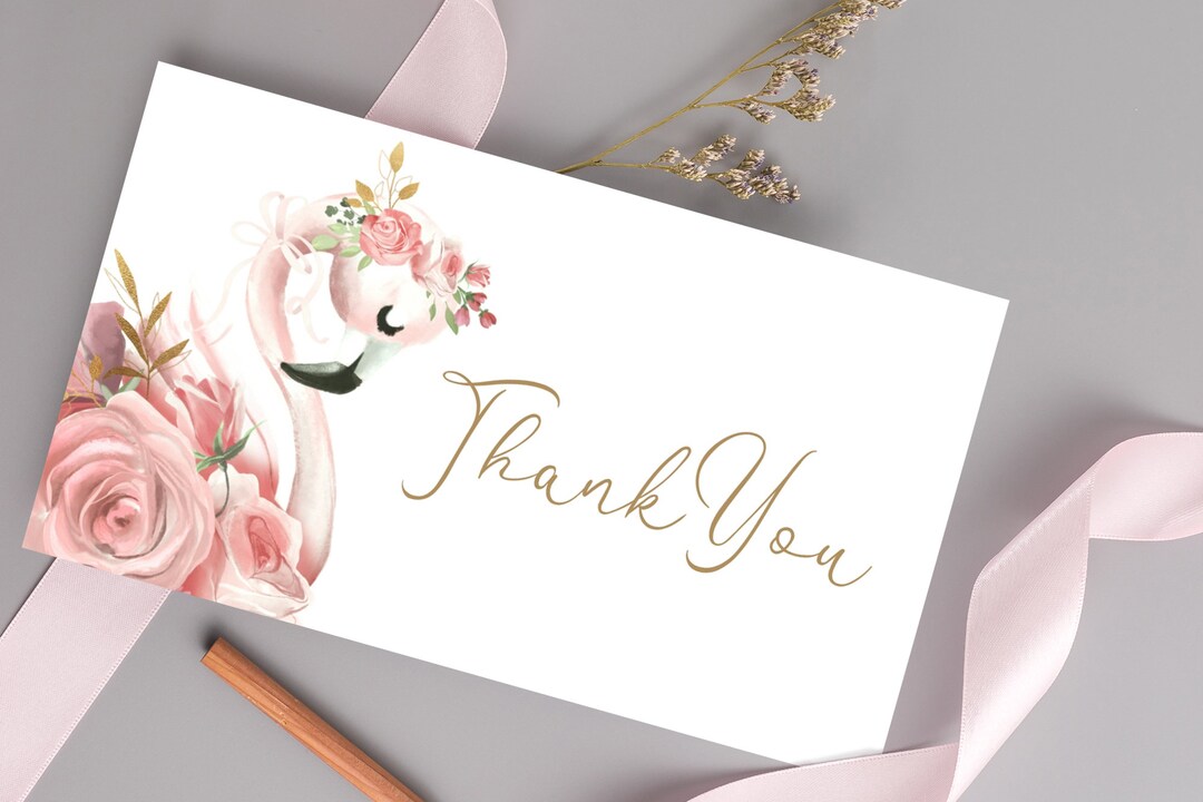 Flamingo Thank You Card Insert, Thank You Editable Template, Summer ...