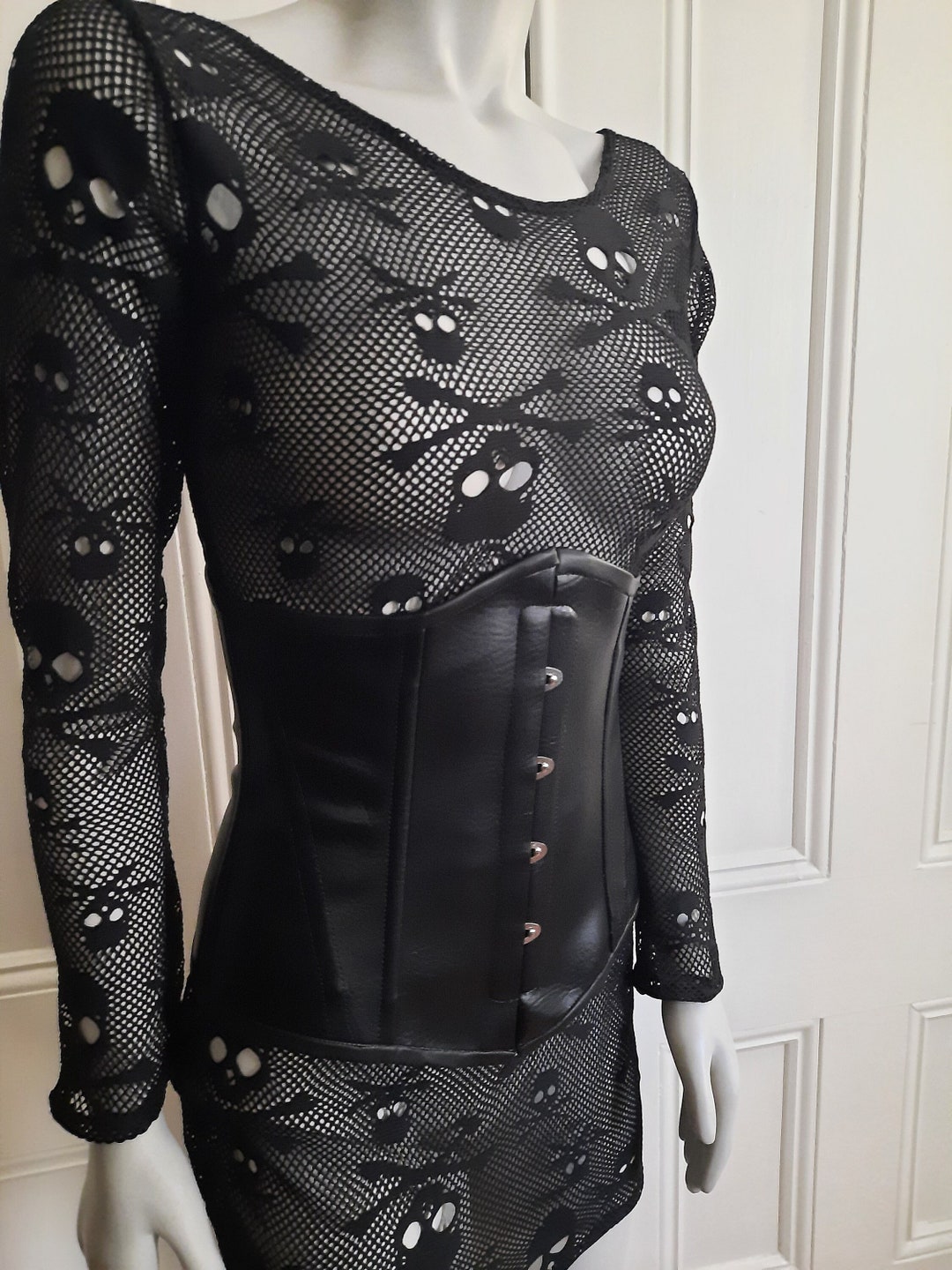 Black Vinyl Underbust Corset Hand Set Steel Boned Waist Cincher - Etsy