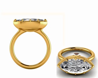 East West Set Oval Button Back Georgian Cut Down Set Moissanite ...