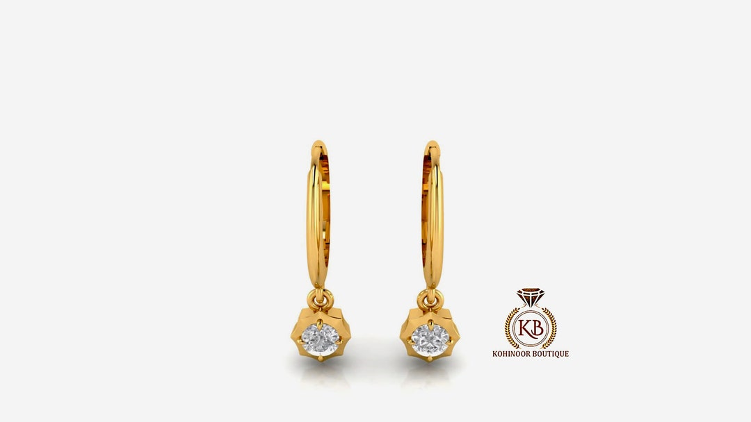 Georgian Cut Down Collet Compass Prongs Set Round Moissanite Hang on ...