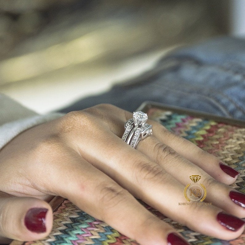 Square Halo Wedding Ring Guard ,moissanite Diamond Solitaire Engagement ...