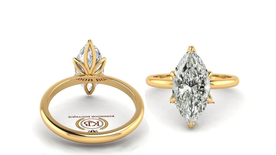 Tulip Basket Prongs Marquise Cut Moissanite Classic Solitaire ...