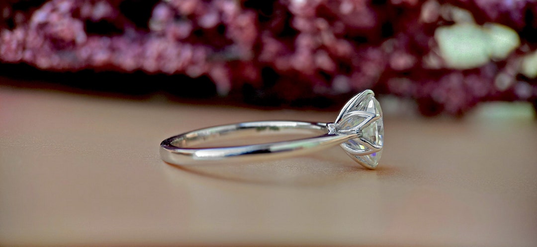 Tulip Lotus Prong Oval Moissanite Solitaire Engagement Ring, Flower ...