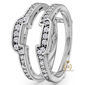 Square Halo Wedding Ring Guard ,moissanite Diamond Solitaire Engagement ...