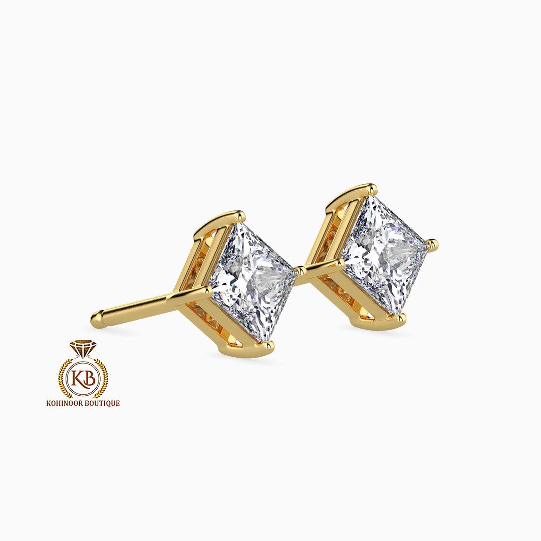 Princess Cut Kite Set Solitaire Moissanite Stud Earrings,moissanite ...