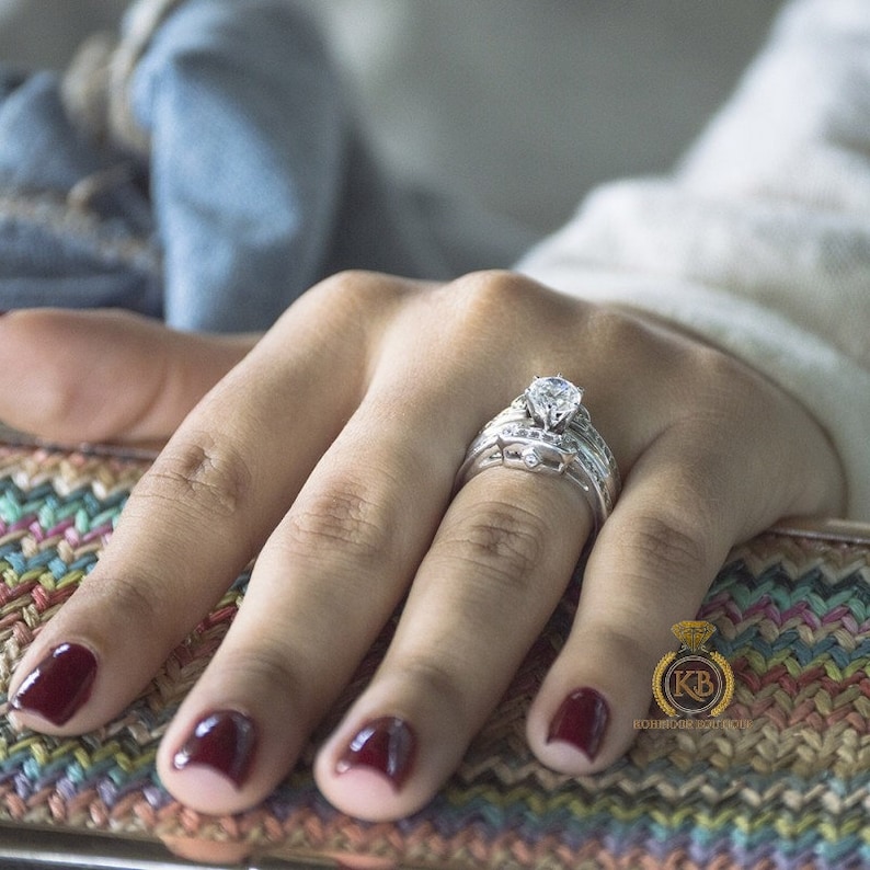 Square Halo Wedding Ring Guard ,moissanite Diamond Solitaire Engagement ...