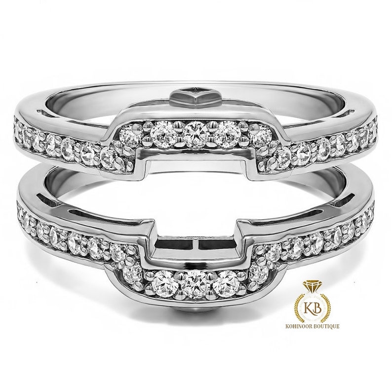 Square Halo Wedding Ring Guard ,moissanite Diamond Solitaire Engagement ...