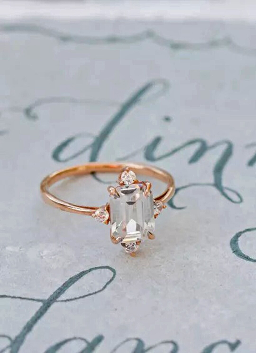Radiant Cut Moissanite NSEW Compass Set Ring Engagement Ring, Ring for ...