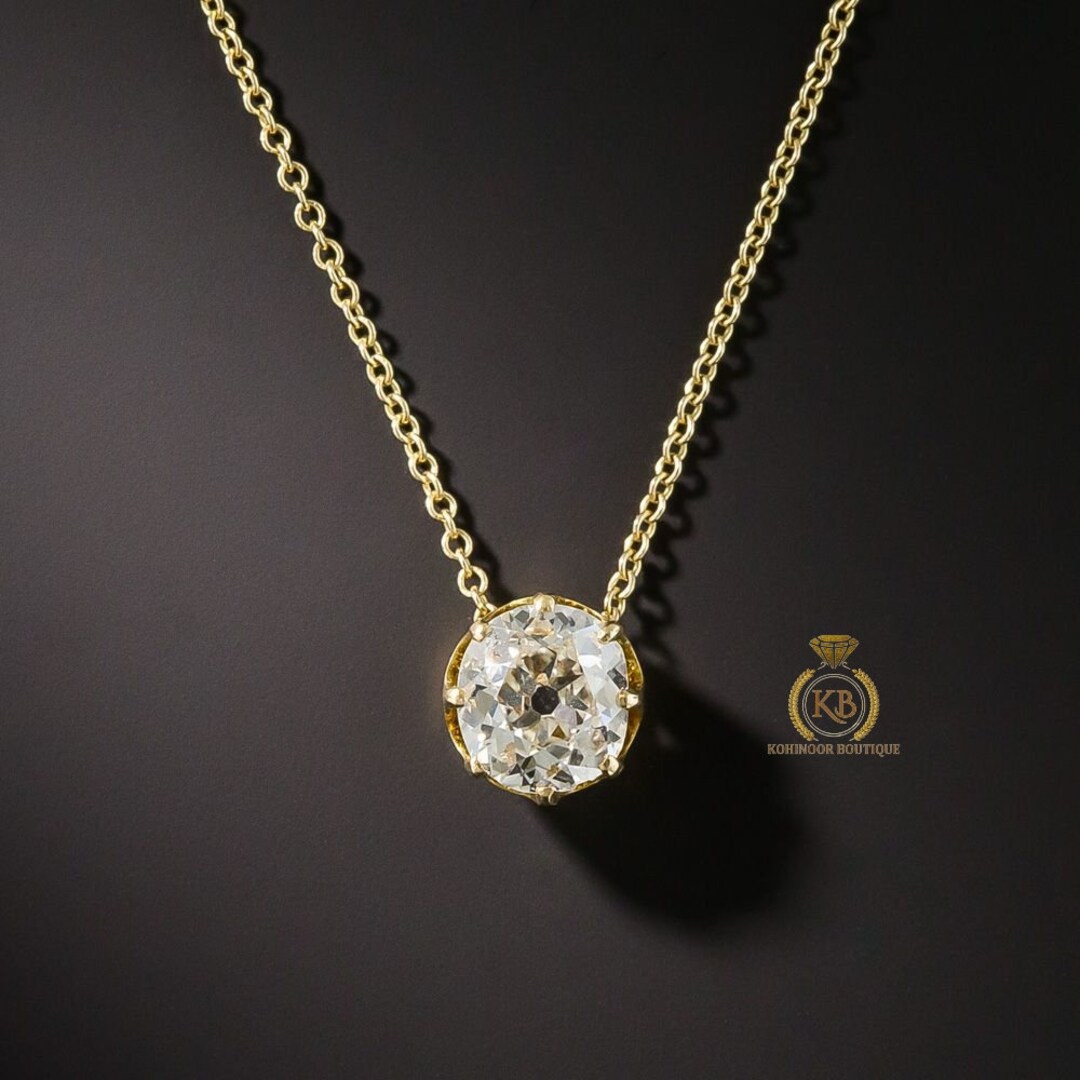 Old Mine Cut OMC Moissanite Pendent, Vintage Edwardian Antique Pendent ...