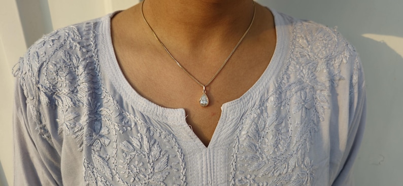 Pear Cut Moissanite Pendant, Collet Set Georgian Cut Down Set Open Back ...
