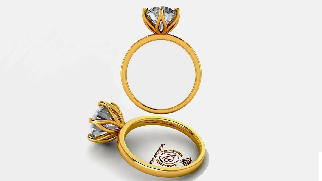 Tulip Lotus Prong Flower Basket Solitaire Moissanite Engagement Ring ...