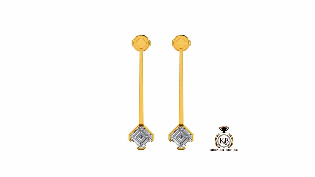 Asscher Octagonal Cut Kite Set Moissanite Hang on a Dangler Drop Screw ...