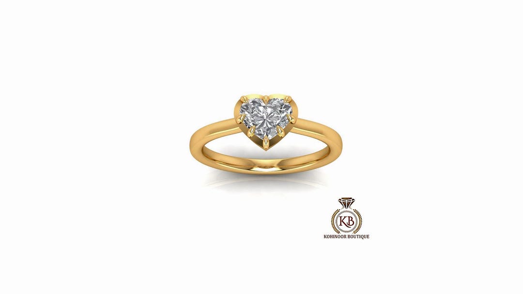 Heart Shaped Georgian Cut Down Set Moissanite Solitaire Engagement Ring ...