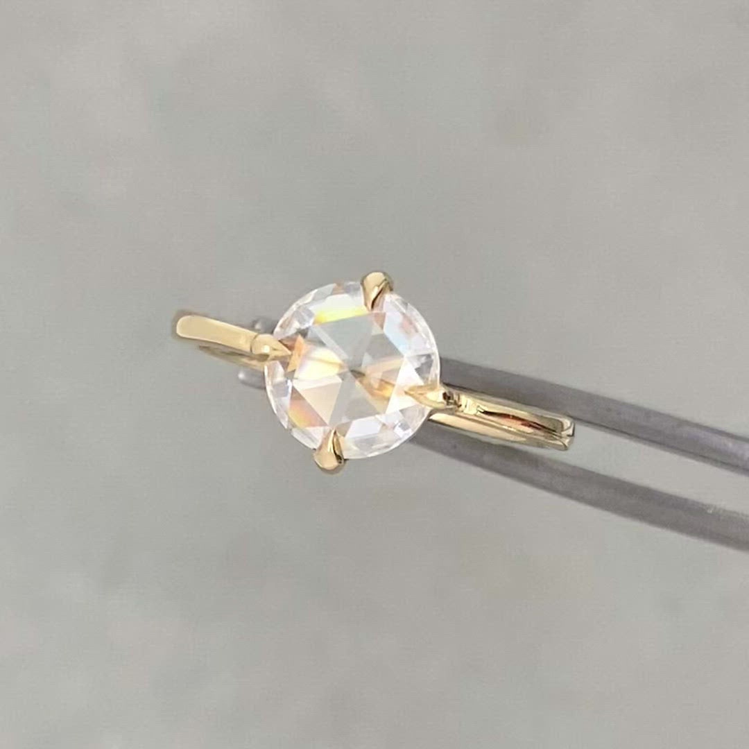 Round Rose Cut Compass Prong Setting Simple and Elegant Colorless ...