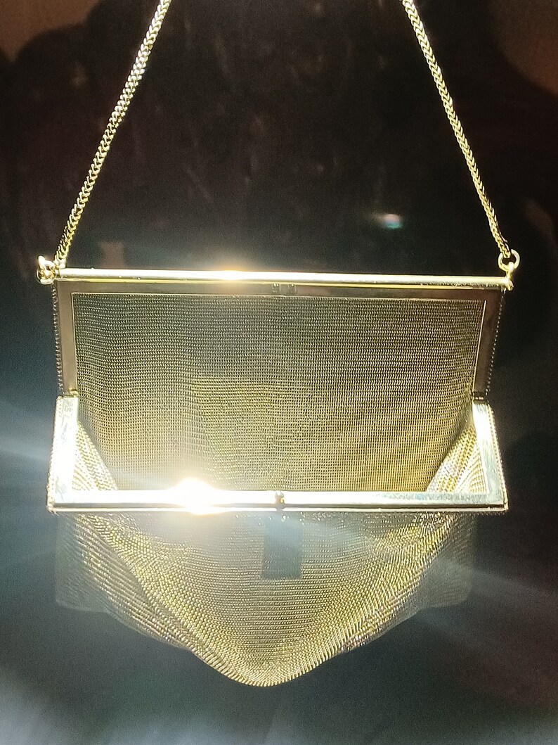1940s Flapper Style 14k Gold Mesh Purse W White Gold Monogram Along the ...