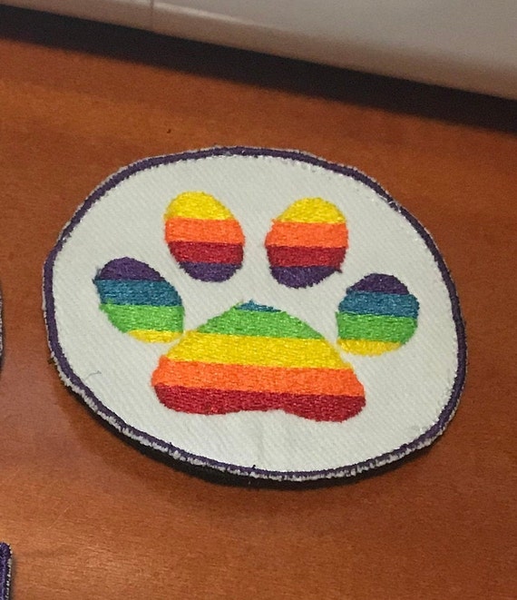 Rainbow Paw Print Patch - Etsy