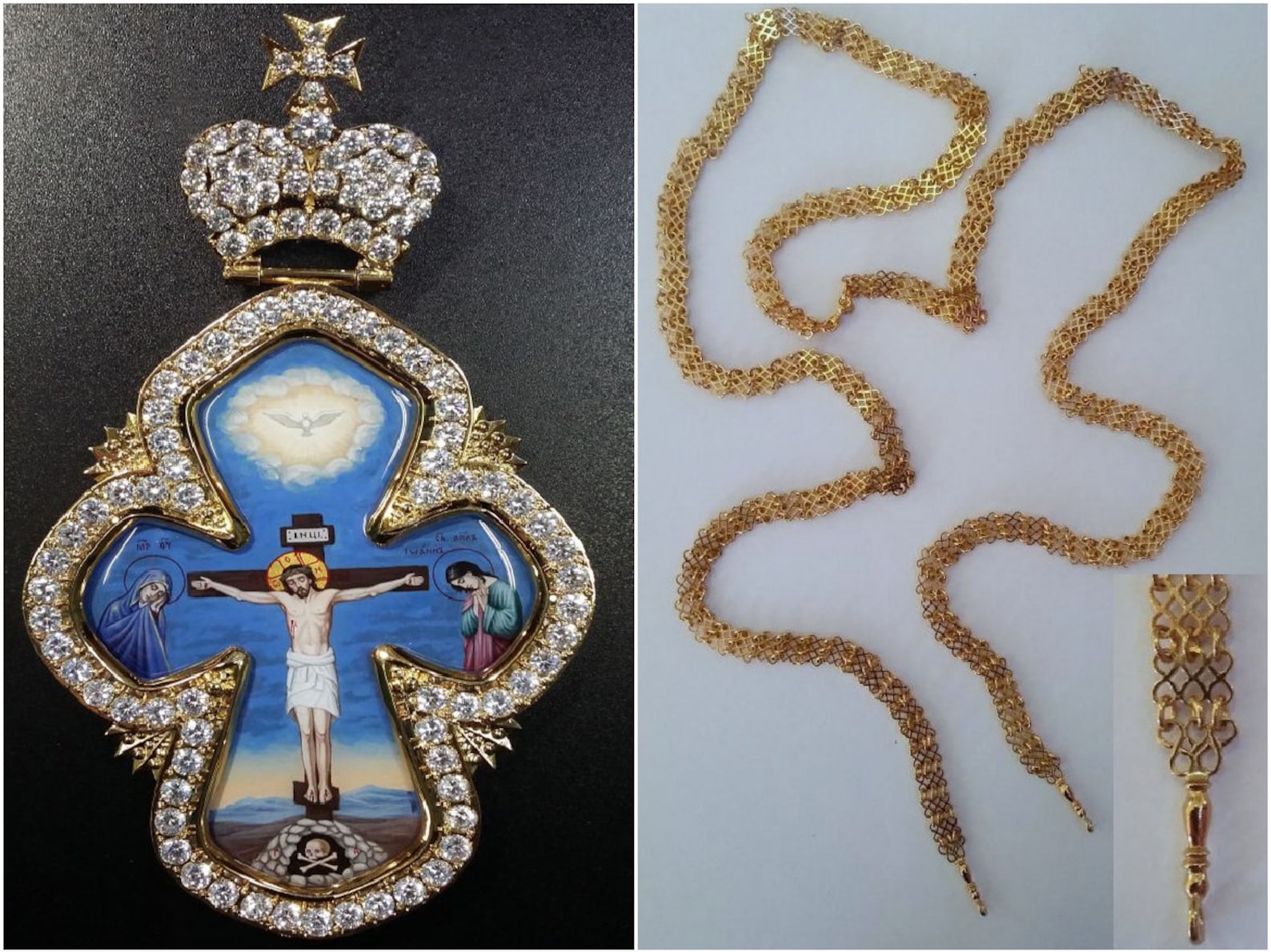 Gold Pectoral Cross Crucifix of Our Lord Jesus Christ. Russian Orthodox ...