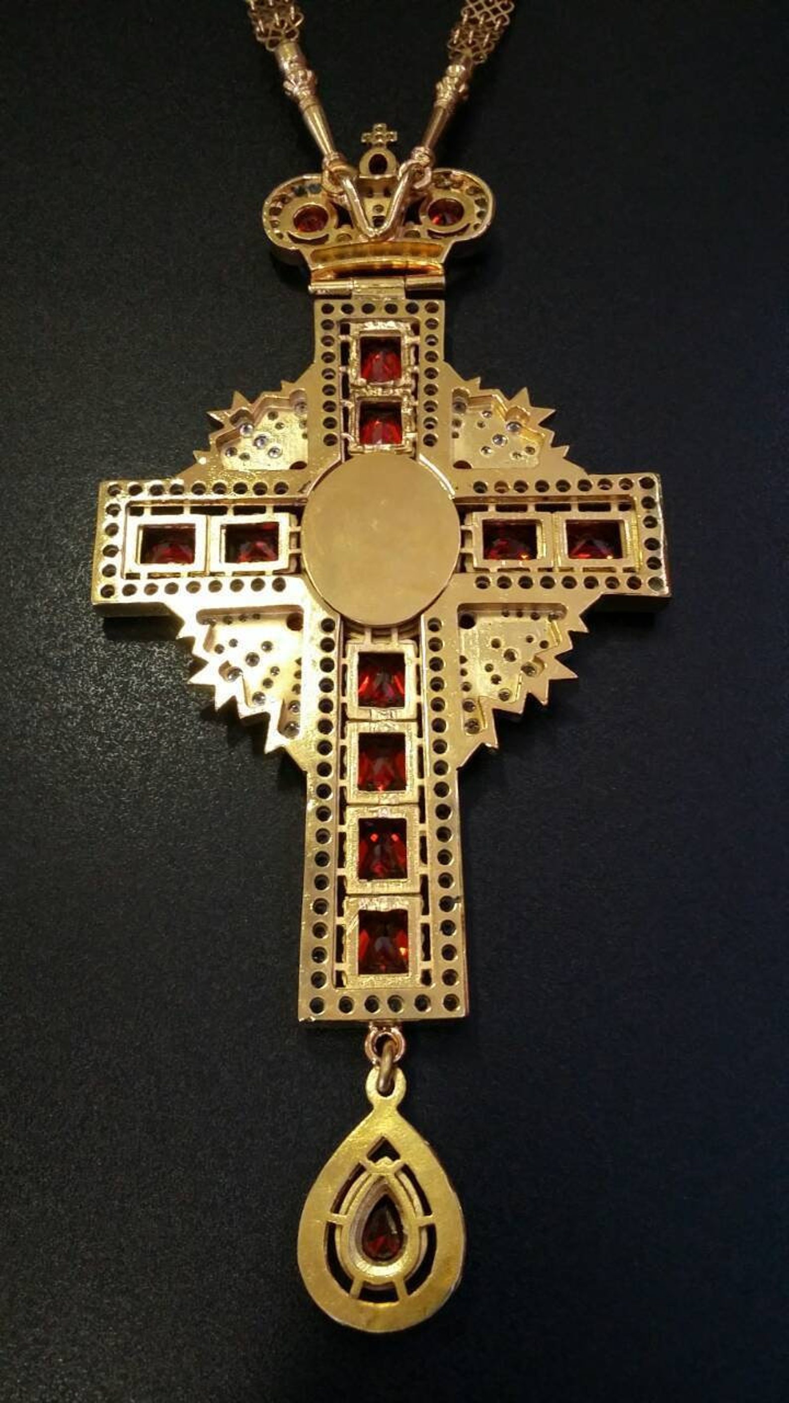 Gold Pectoral Cross. Russian Orthodox Gold Brass Cross Crucifix Pendant ...