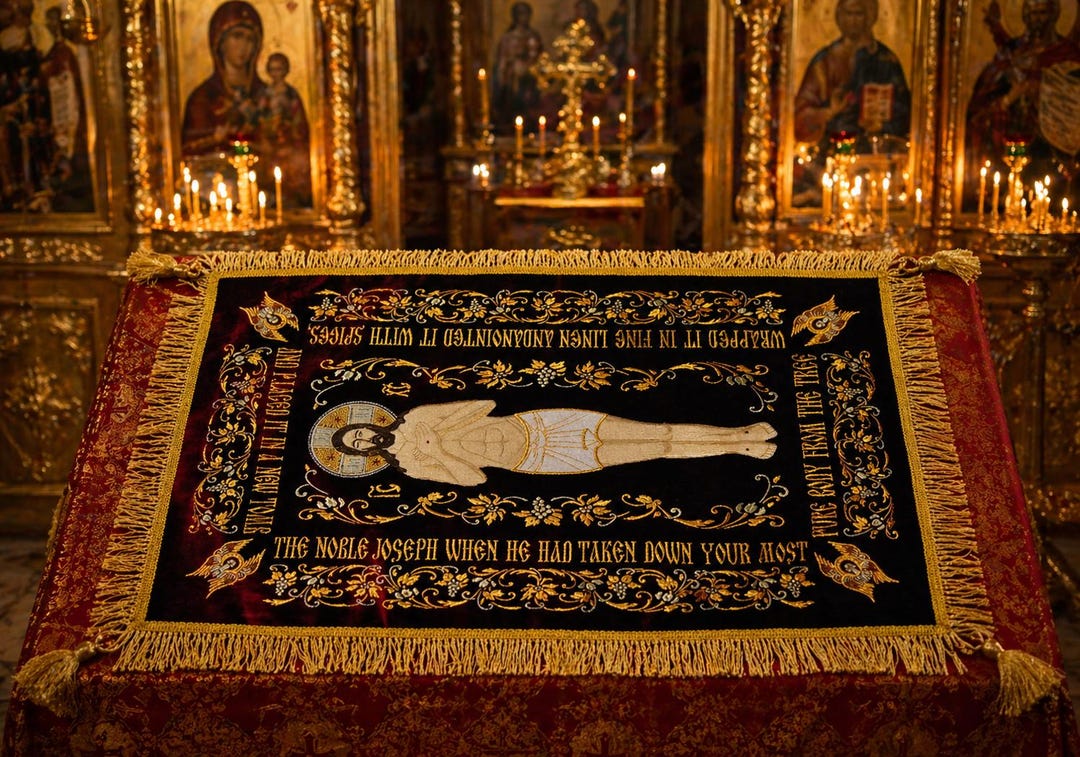 Orthodox Epitaphios Plashchanitsa – Fully Embroidered Shroud of Christ ...