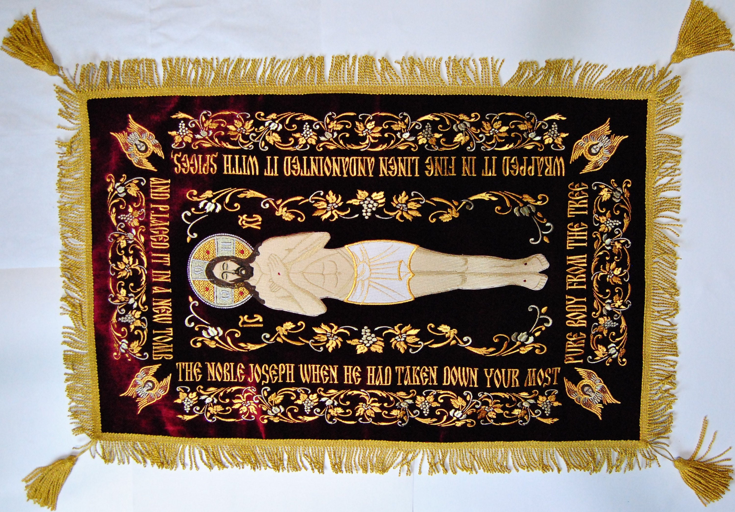New Epitaphios Cover Orthodox Shroud of Christ Fully-embroidered Relic ...