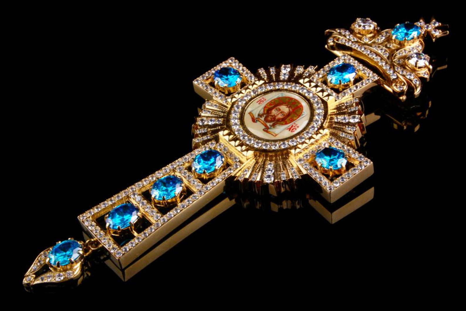 Gold Pectoral Cross. Russian Orthodox Gold Brass Cross Crucifix Pendant ...