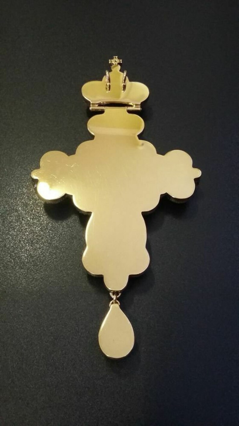 Gold Pectoral Cross. Russian Orthodox Brass Priest Cross Pendant ...